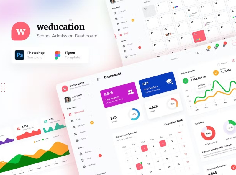 Weducation - School Admission Admin Dashboard UI Graphs by InfoGraphix ...