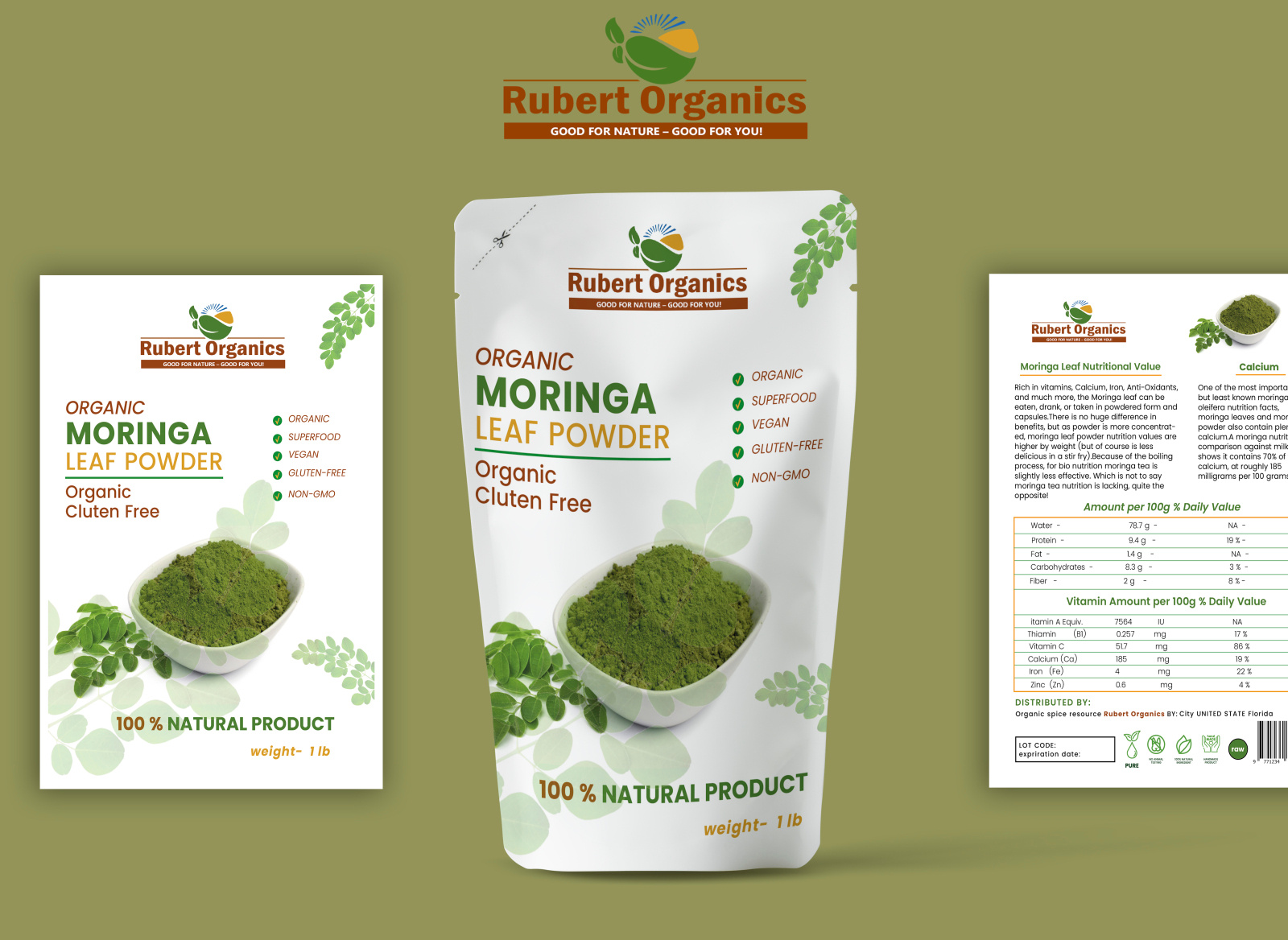 organic Moringa leaf powder label & packaging design by MD BABUL KHAN ...