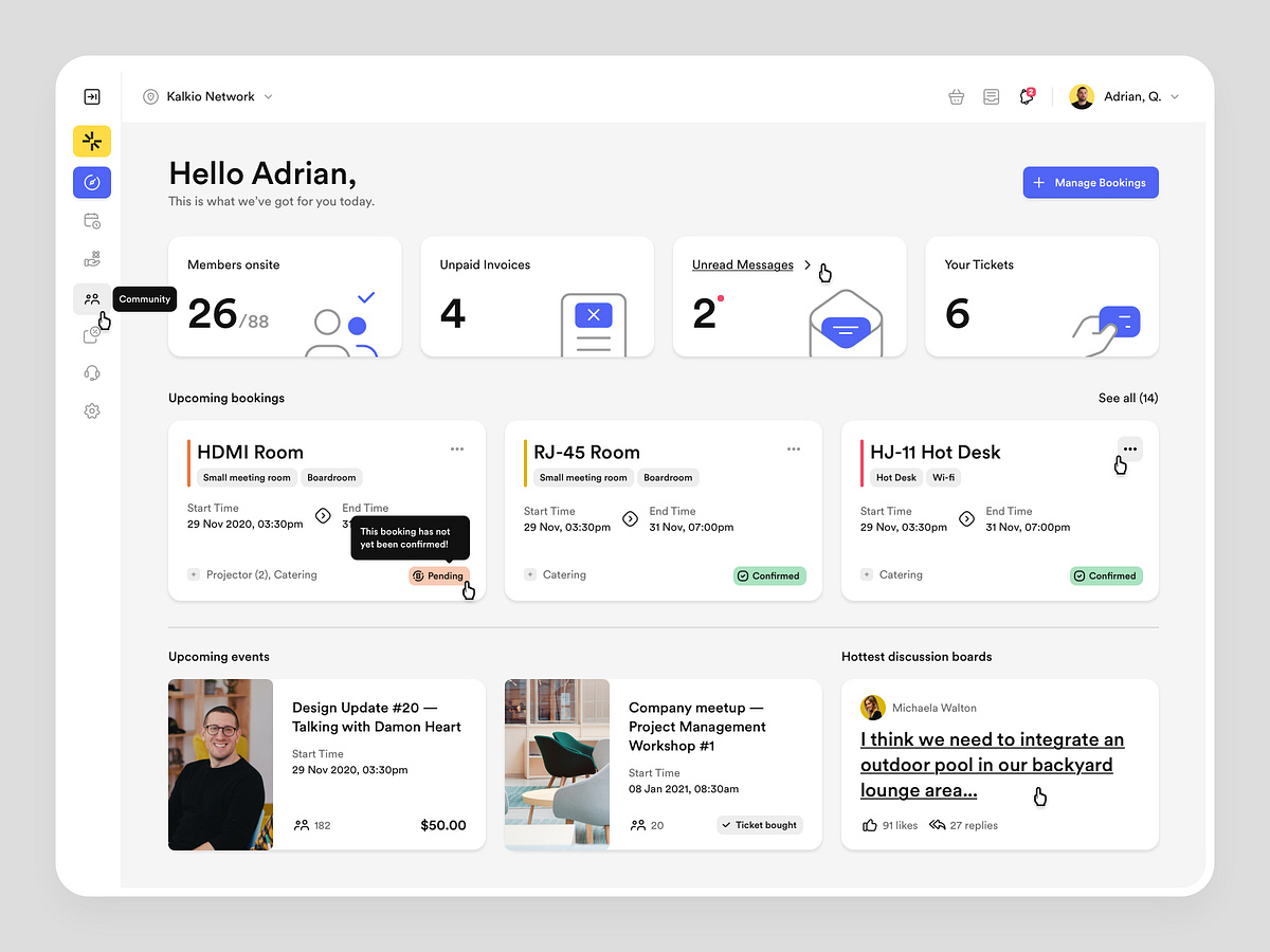Nexudus - Dashboard by Filip Justić for Balkan Brothers on Dribbble