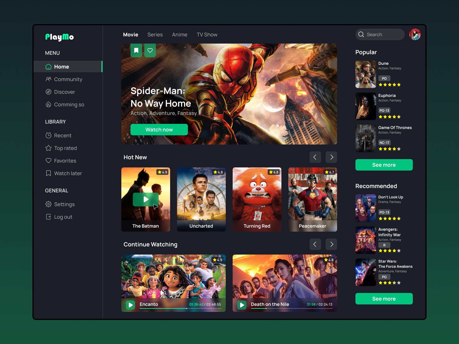 Movie Streaming Dashboard by Kate Loseva UX/UI Designer on Dribbble