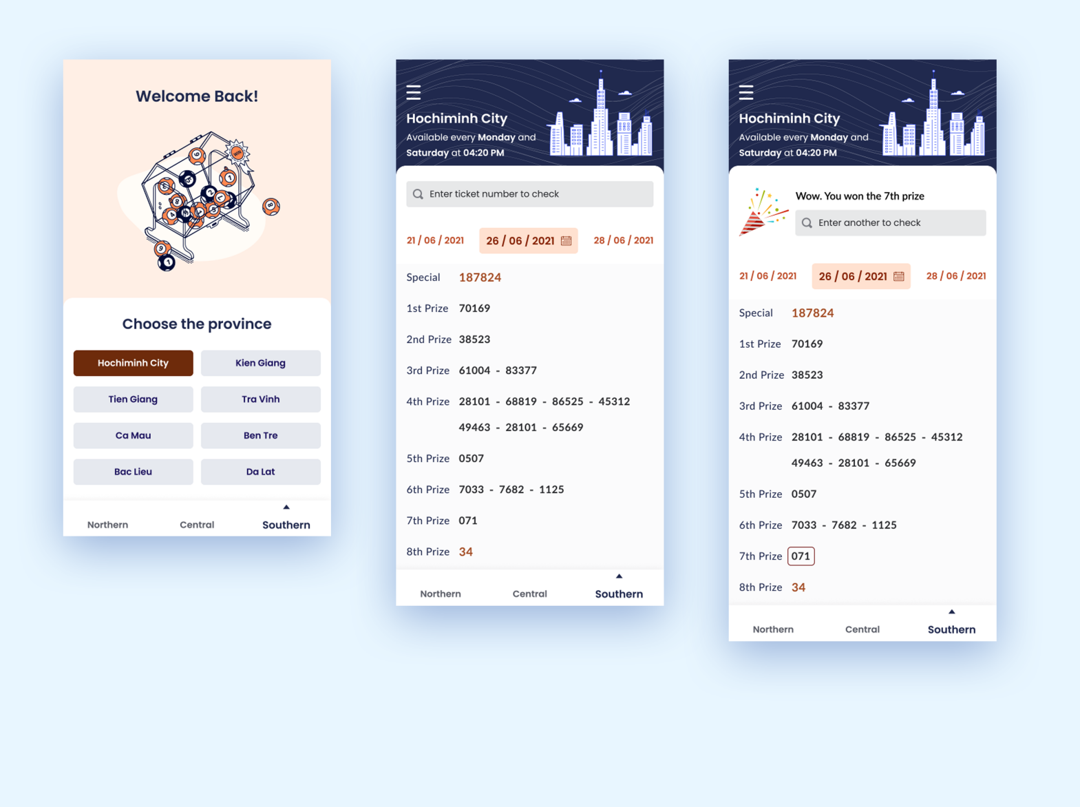 Lottery Result Checking Application by Quyên Trần on Dribbble