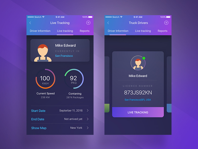 Live Tracking & Profile : Logistics App Screens - Vehicle XOS by Surja ...