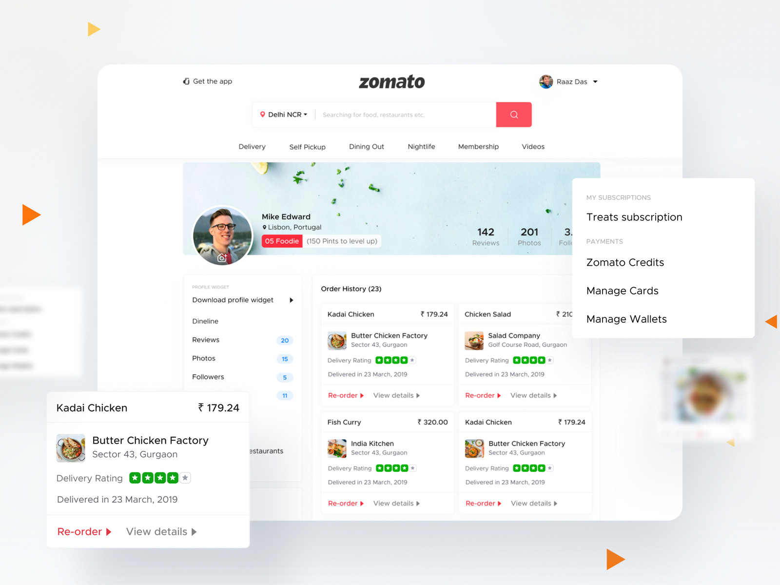 Concept Design for Zomato Order History by Surja Sen Das Raj for Zomato ...