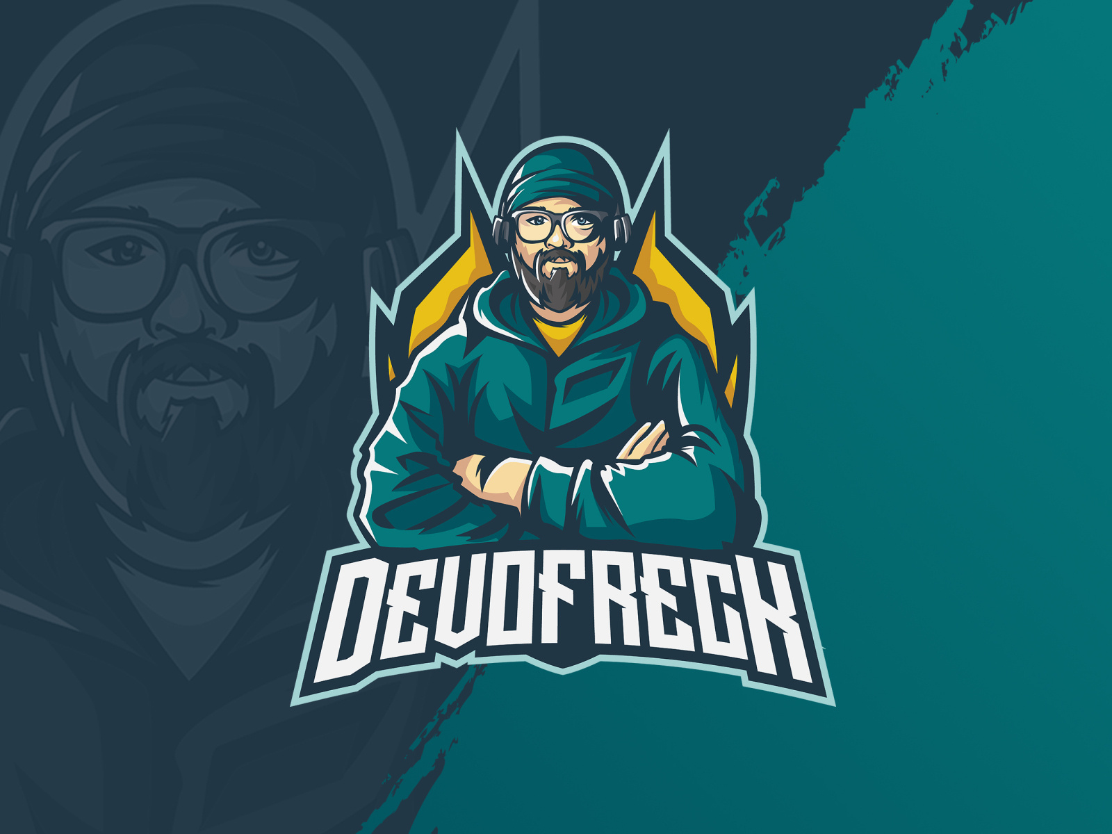 gamers man with mustache mascot logo for twitch by ruiproduction on ...
