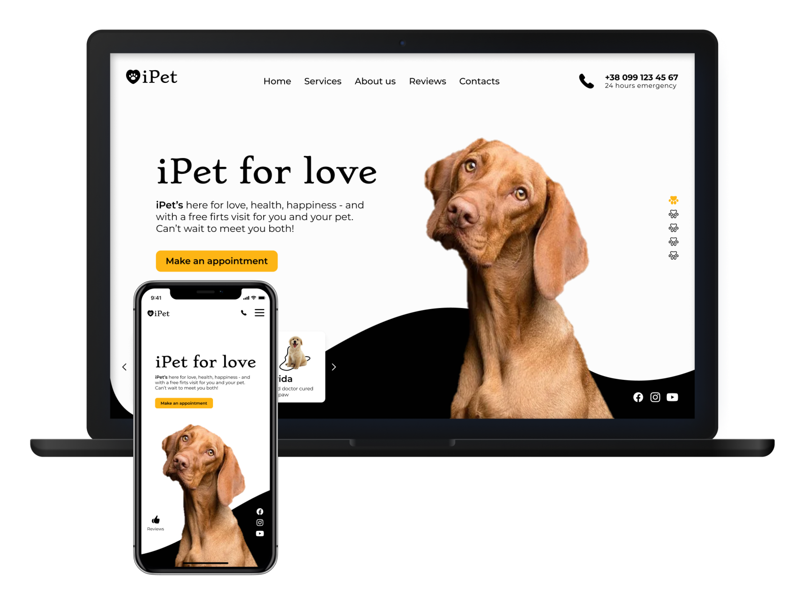 Web design: landing page desktop and mob version for vet clinic by ...