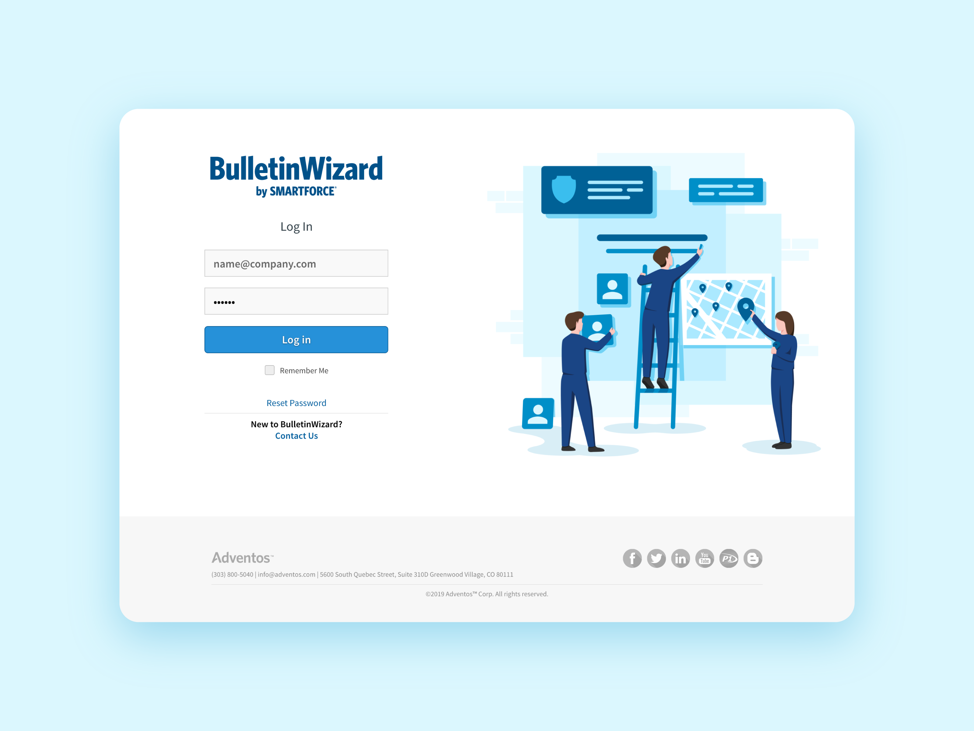 BulletinWizard login view by Florencia Antacle on Dribbble