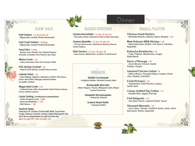 1st Draft Dinner Menu for Prohabition Houston TX by Ryan Sytsma on Dribbble