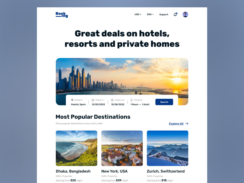 Hotel & Resort Booking Website by Abdul Qader on Dribbble