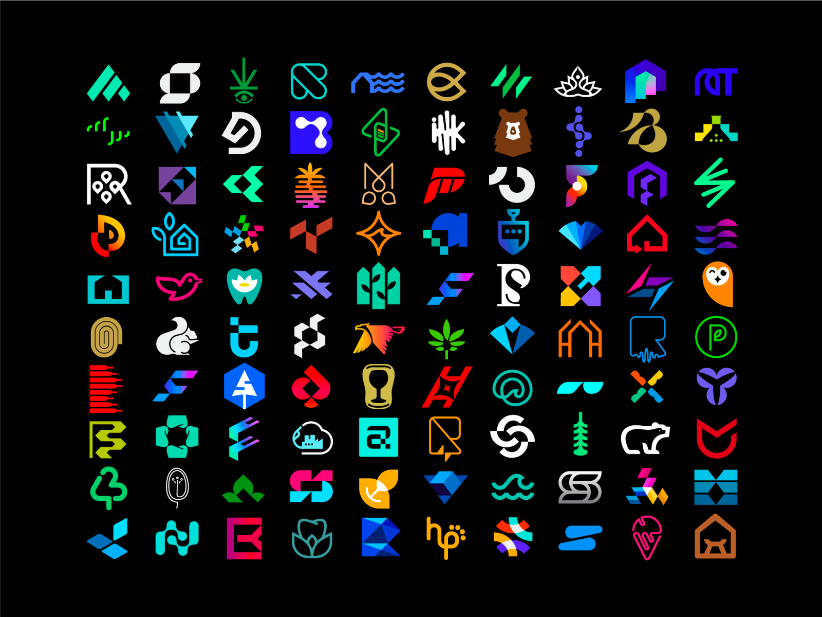 100 logos collection by Roxana Niculescu on Dribbble