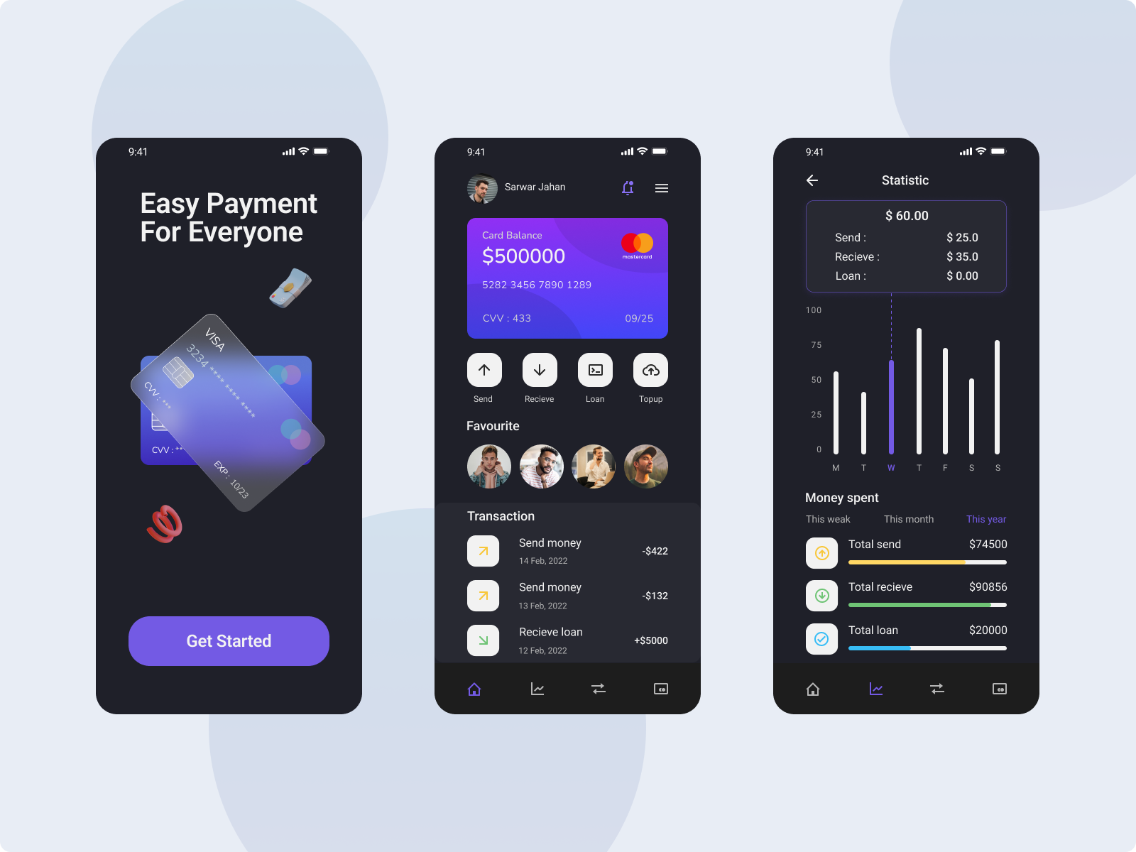 Payment Wallet App Design by Sarwar Jahan Rimon on Dribbble