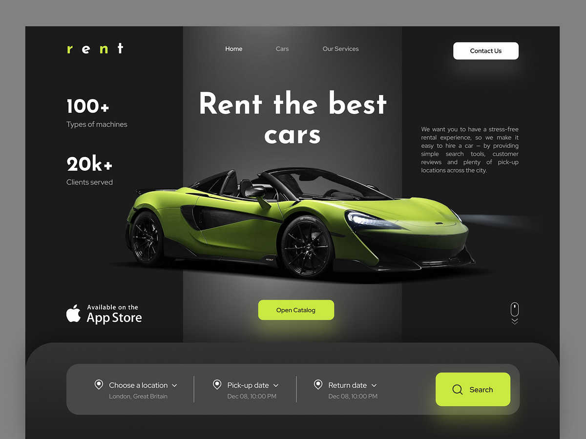 Web Design: Rent - Car Rental Home Page by Usman A. on Dribbble