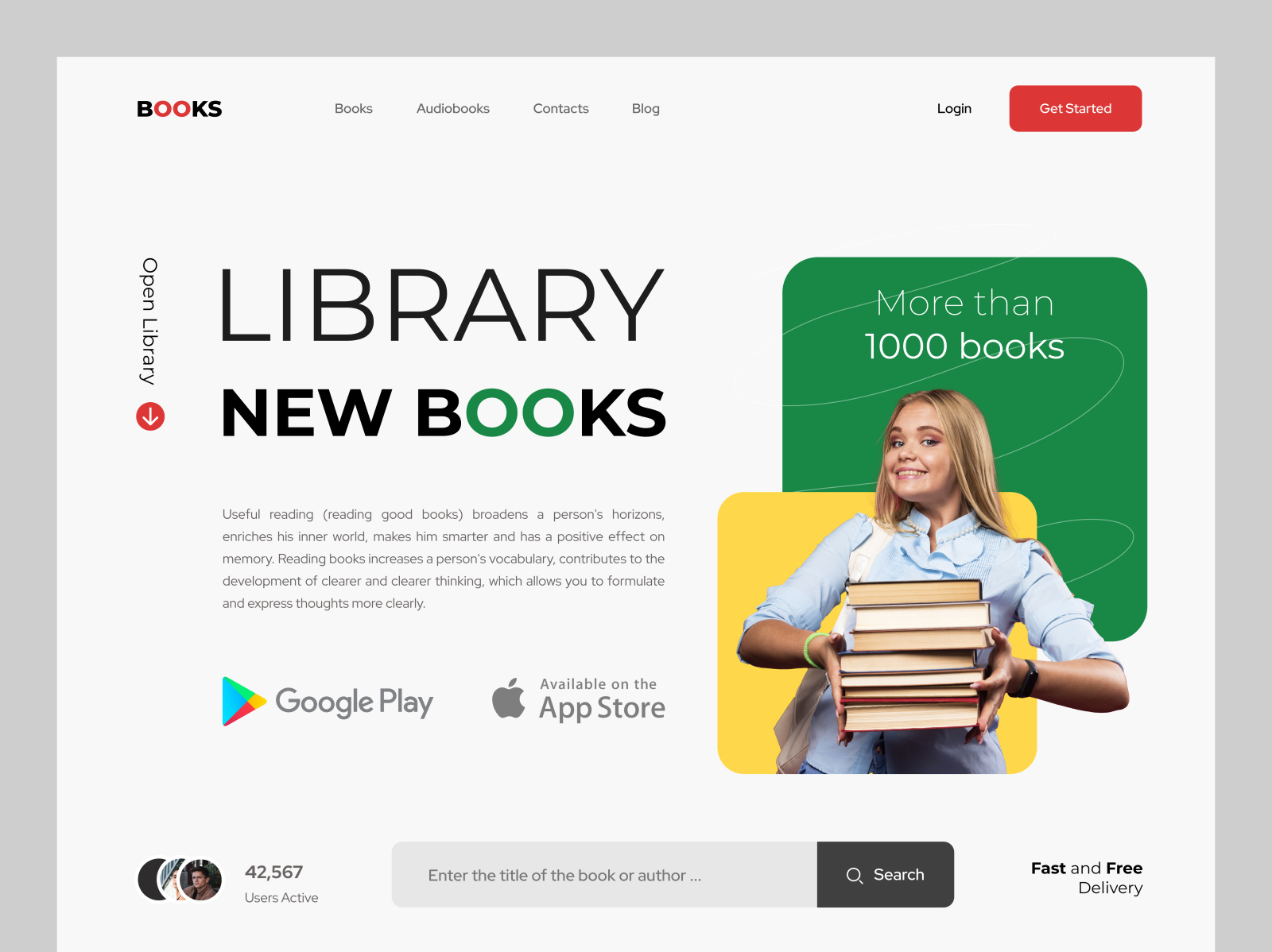 Web Design: Book Store Homepage by Usman A. on Dribbble