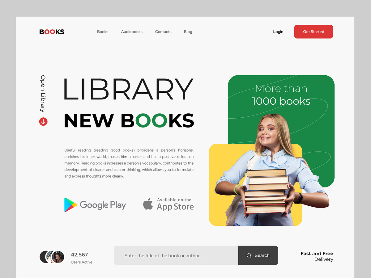 Web Design: Book Store Homepage by Usman A. on Dribbble