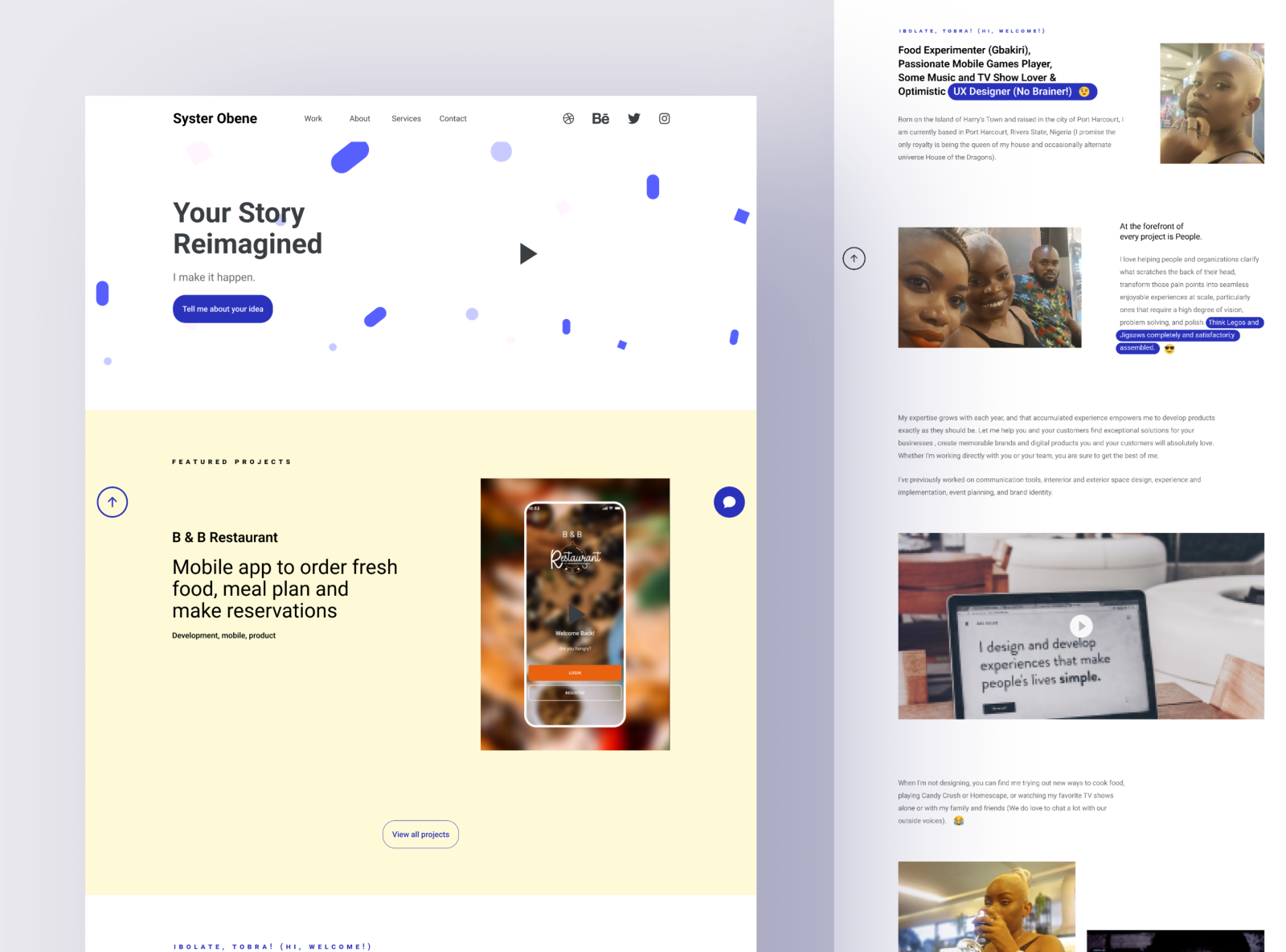 UX/UI Portfolio Design by Syster Esmeralda Obene on Dribbble