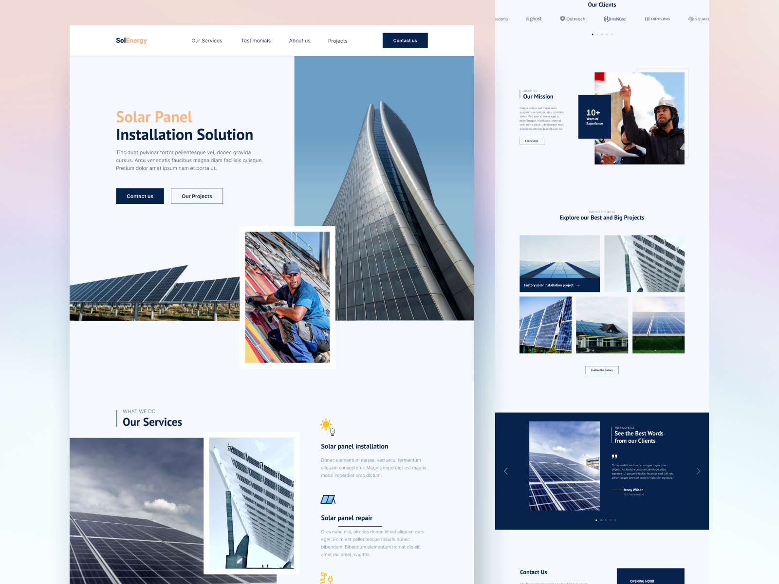 Solar Panel Installation Company Marketing Website UI Design by Real ...