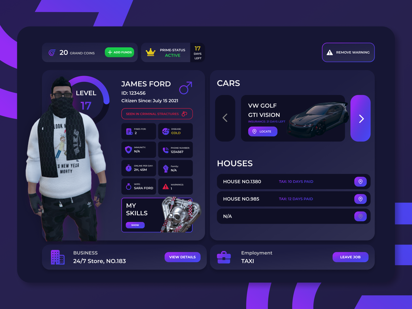 GTA 5 RP Menu Interface by Moe Hallak on Dribbble