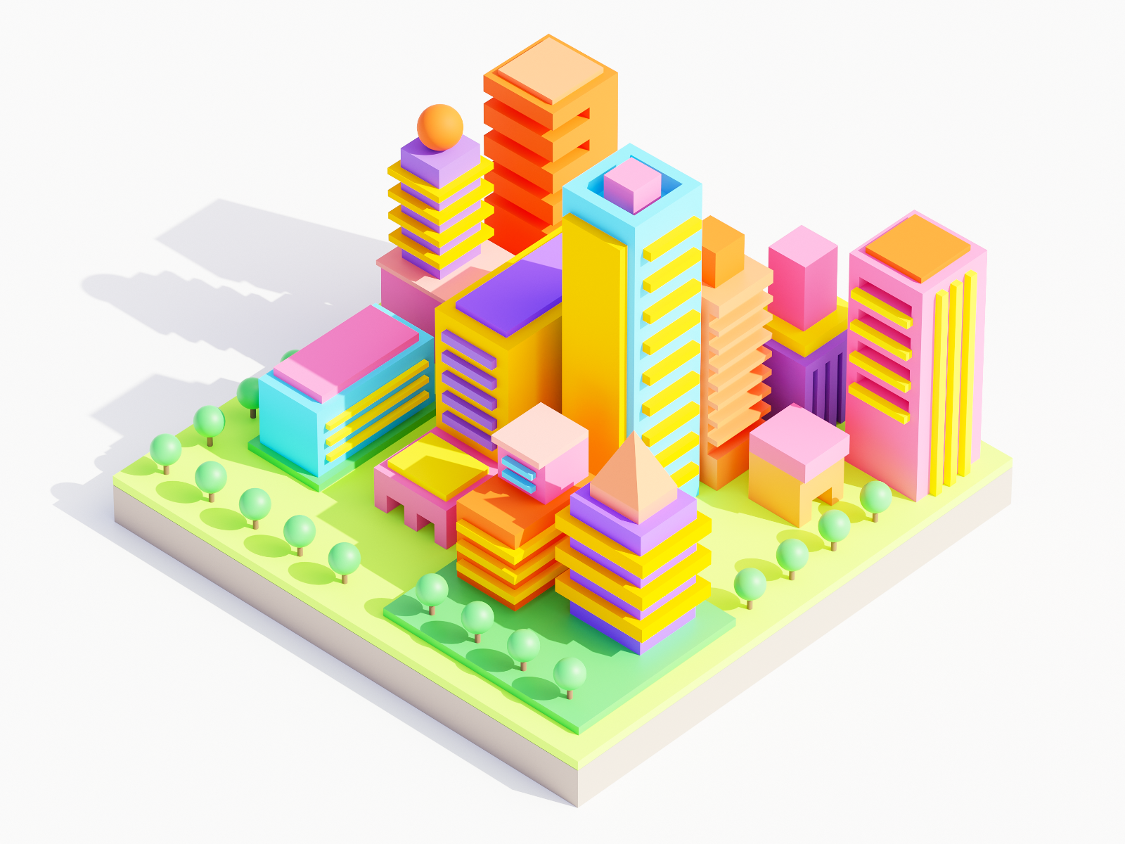 Little city (cube world) by Eshkermene on Dribbble