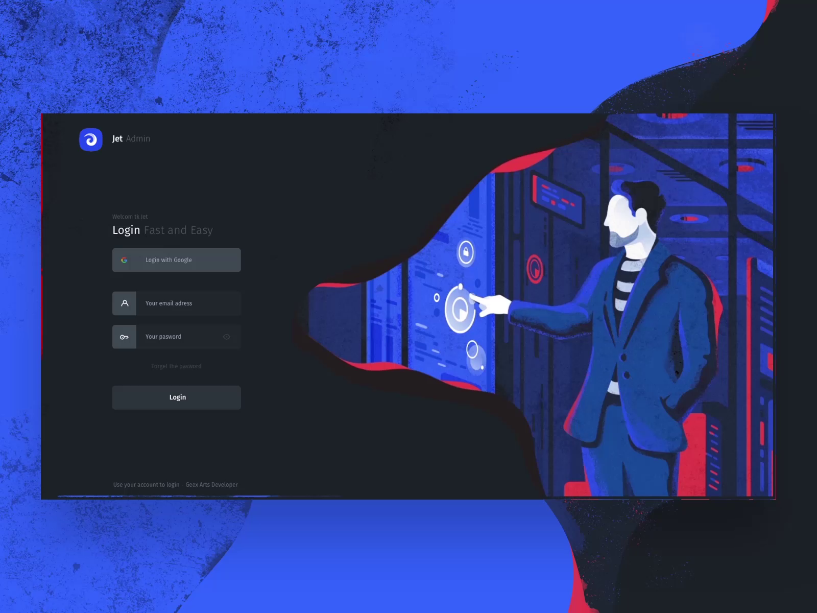 Jet login screen by Alexander Shumikhin for Geex Arts on Dribbble