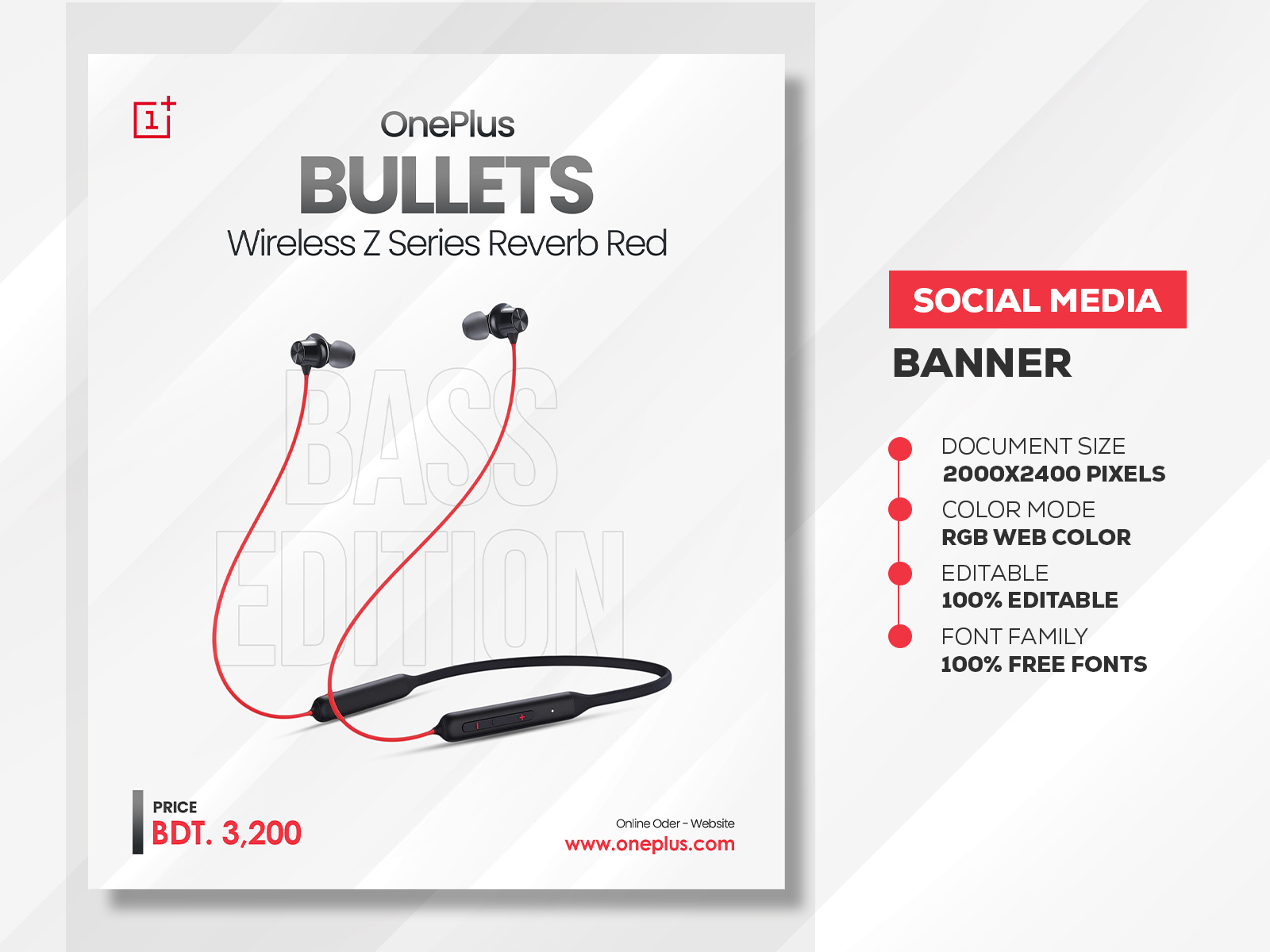 OnePlus Bullets - Social Media Banner Template by Abdullah Al Ashif on ...