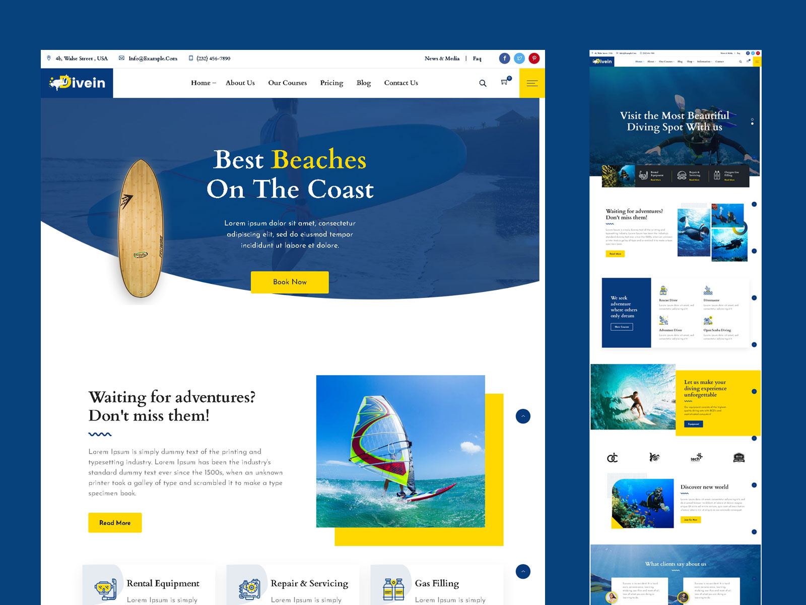 Divein – Scuba Diving & Surfing WordPress Theme by Zozothemes on Dribbble