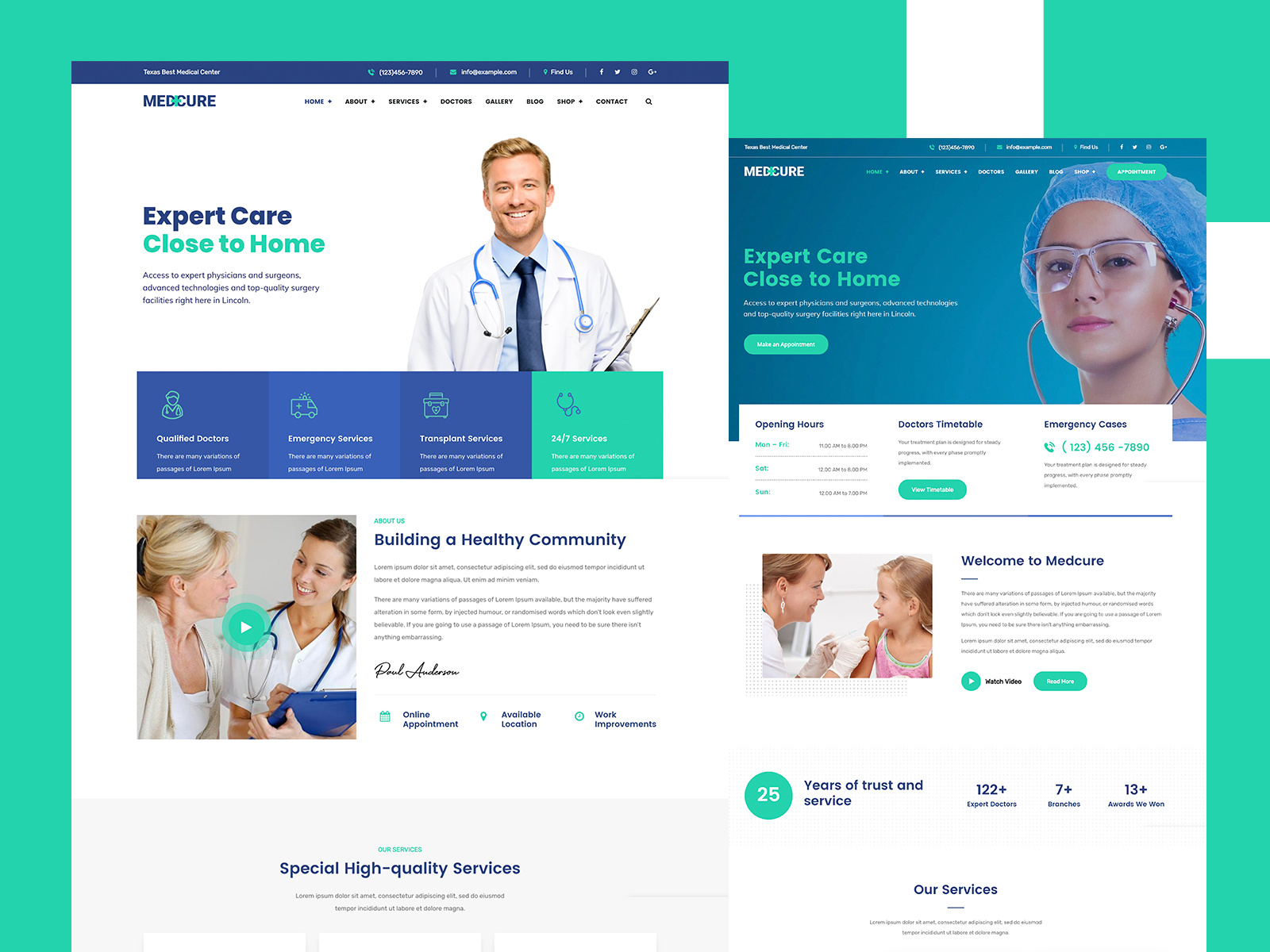 Medcure - Health and Medical Care WordPress Theme by Zozothemes on Dribbble
