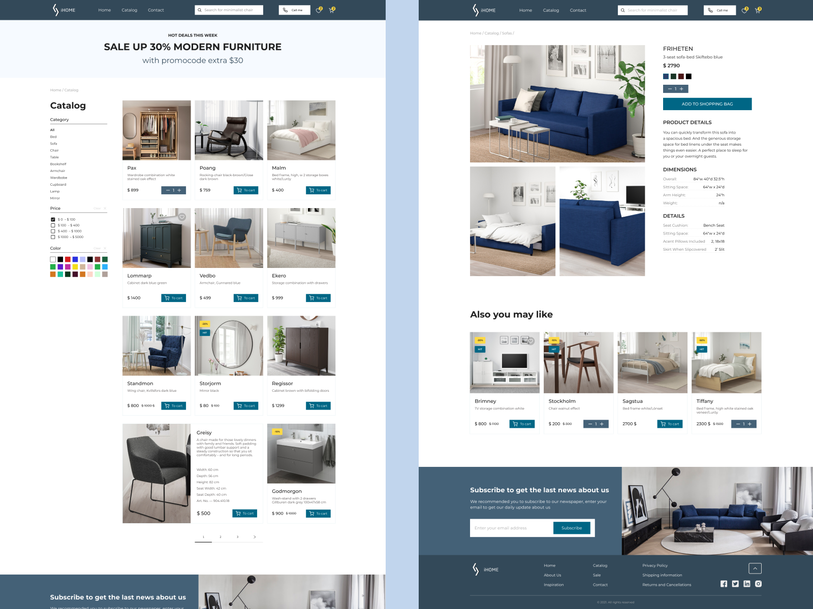Website for a furniture store by KateDrizzle on Dribbble