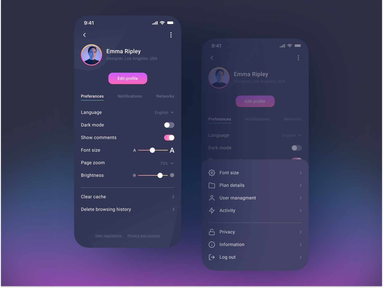 User Profile by Yuliya Marulevich on Dribbble