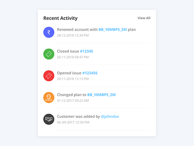 WIP: Widget 1 - Recent Activity / Timeline by Viraj Zaveri on Dribbble
