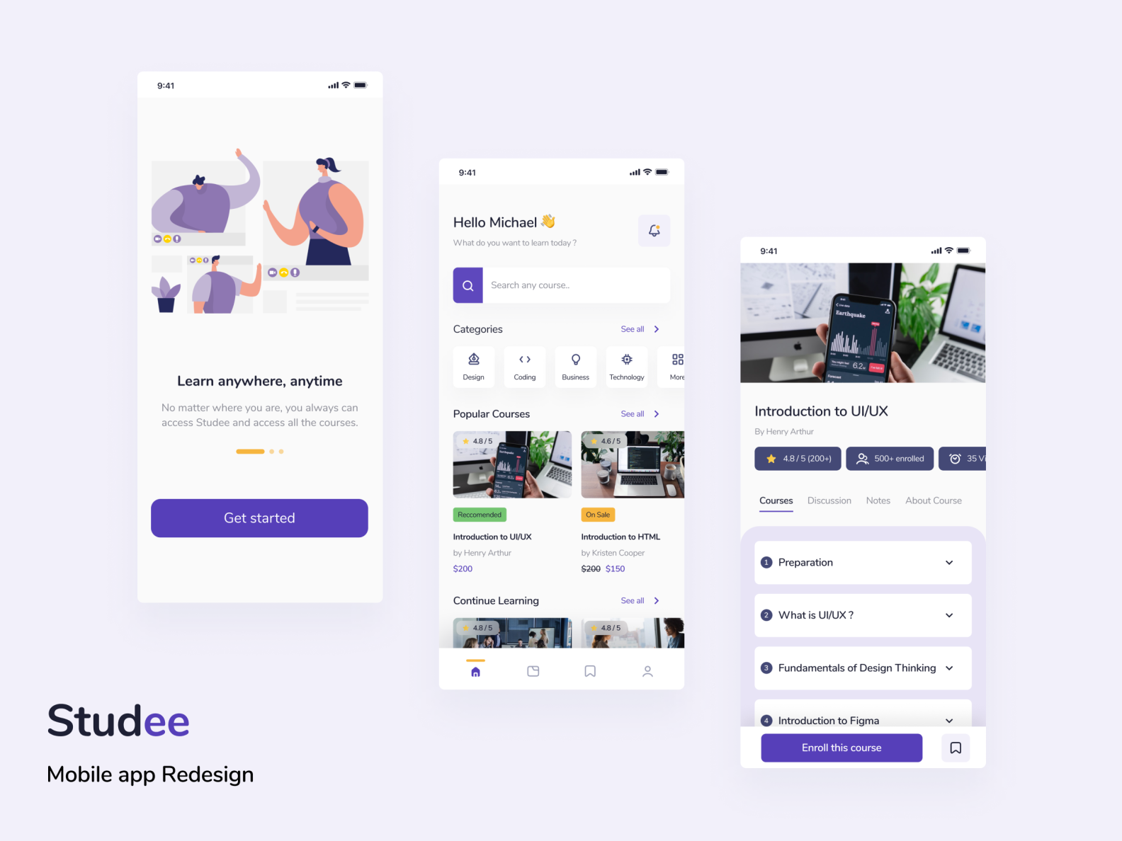 Studee Online Course App - Redesign by Michael Stevanus Hartono ️ on ...