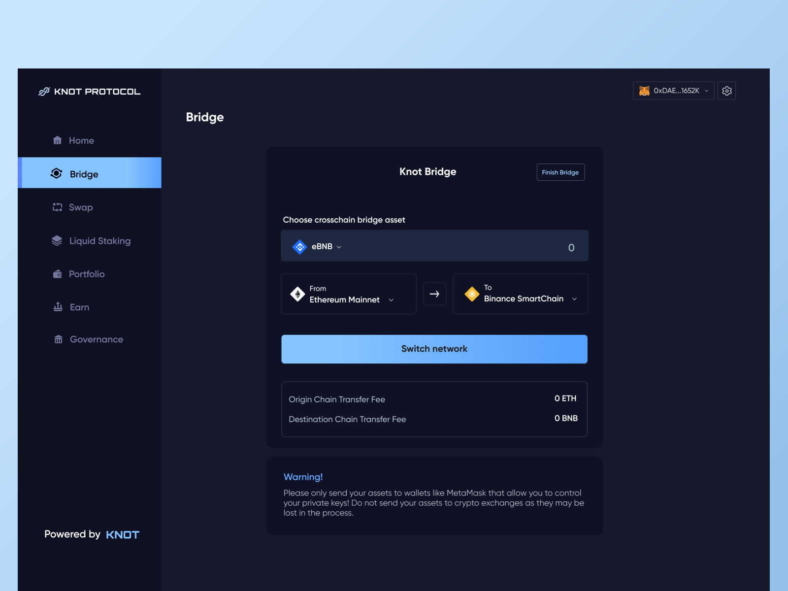 Blockchain(web3) - Knot protocol bridge UI by Samm Mani on Dribbble