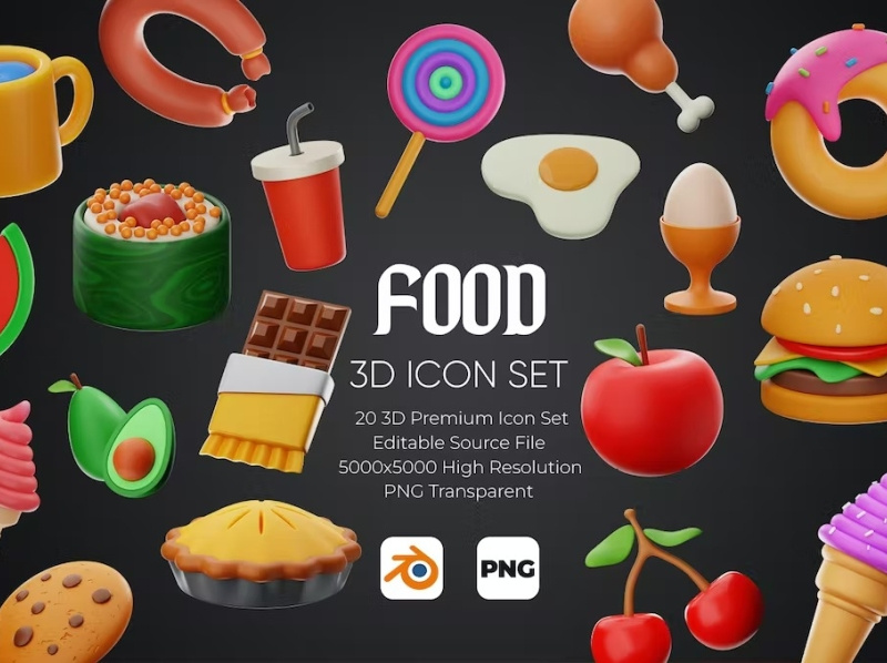 Food 3D Icon Set by Creative Sandra on Dribbble