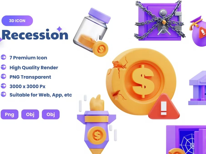 Recession 3D Icons by Creative Sandra on Dribbble