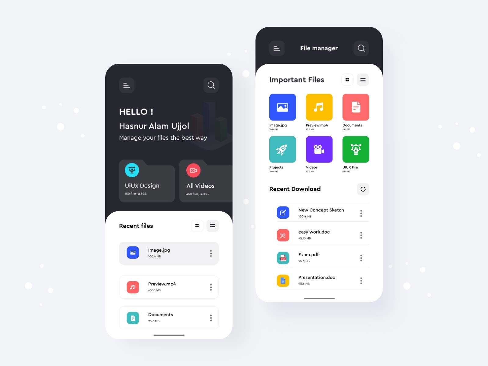 File Manager App by Hasnur Alam Ujjol on Dribbble
