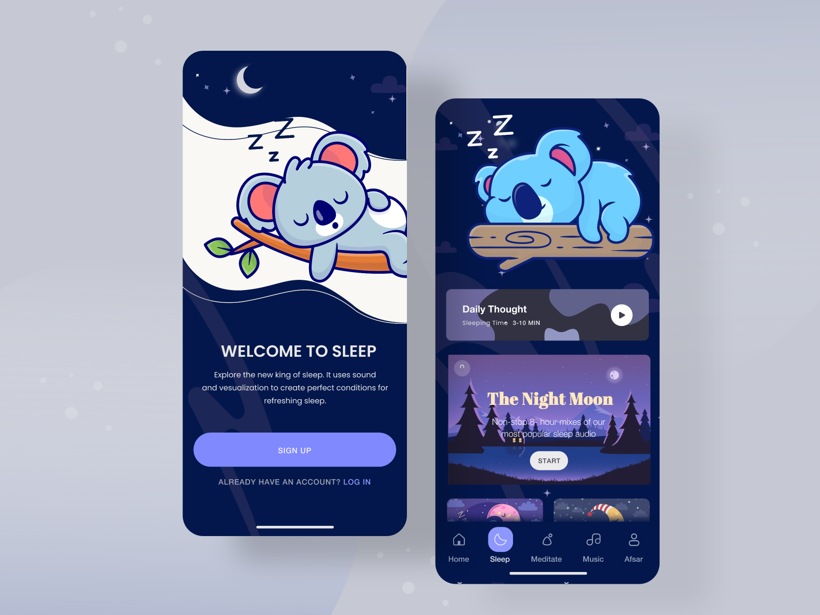 Meditate & Sleep Mobile App by Hasnur Alam on Dribbble