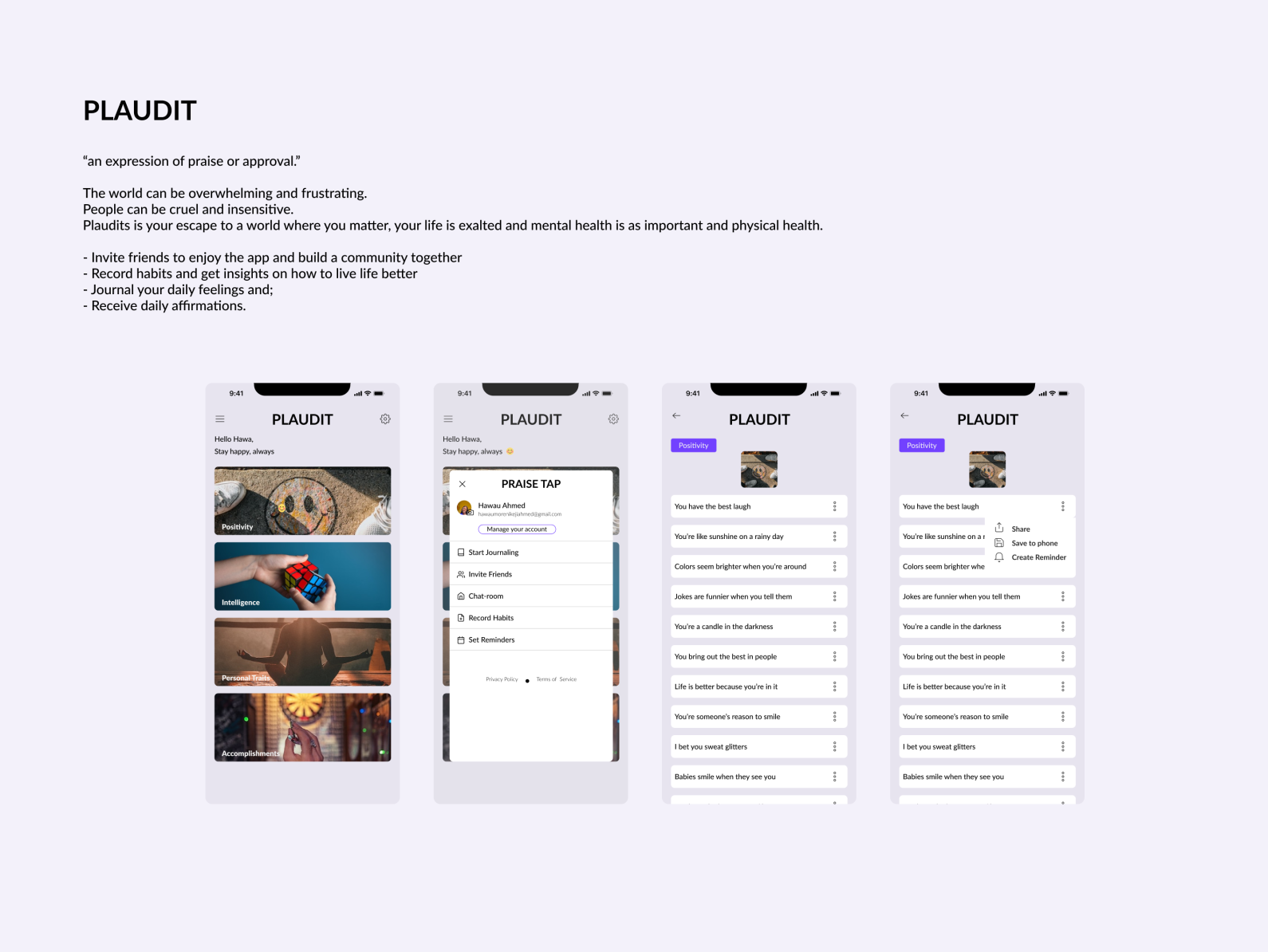 PLAUDIT APP by Hawau Ahmed on Dribbble