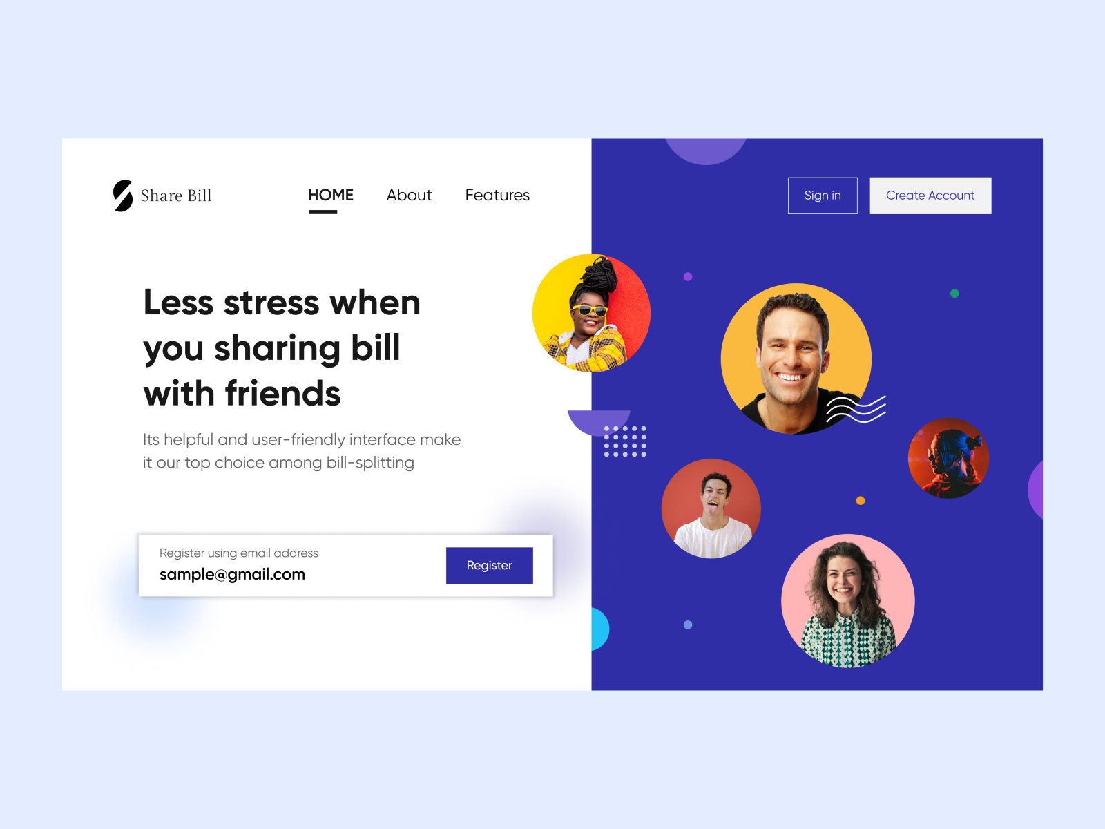 Sharing Bill Website by Nabeer on Dribbble