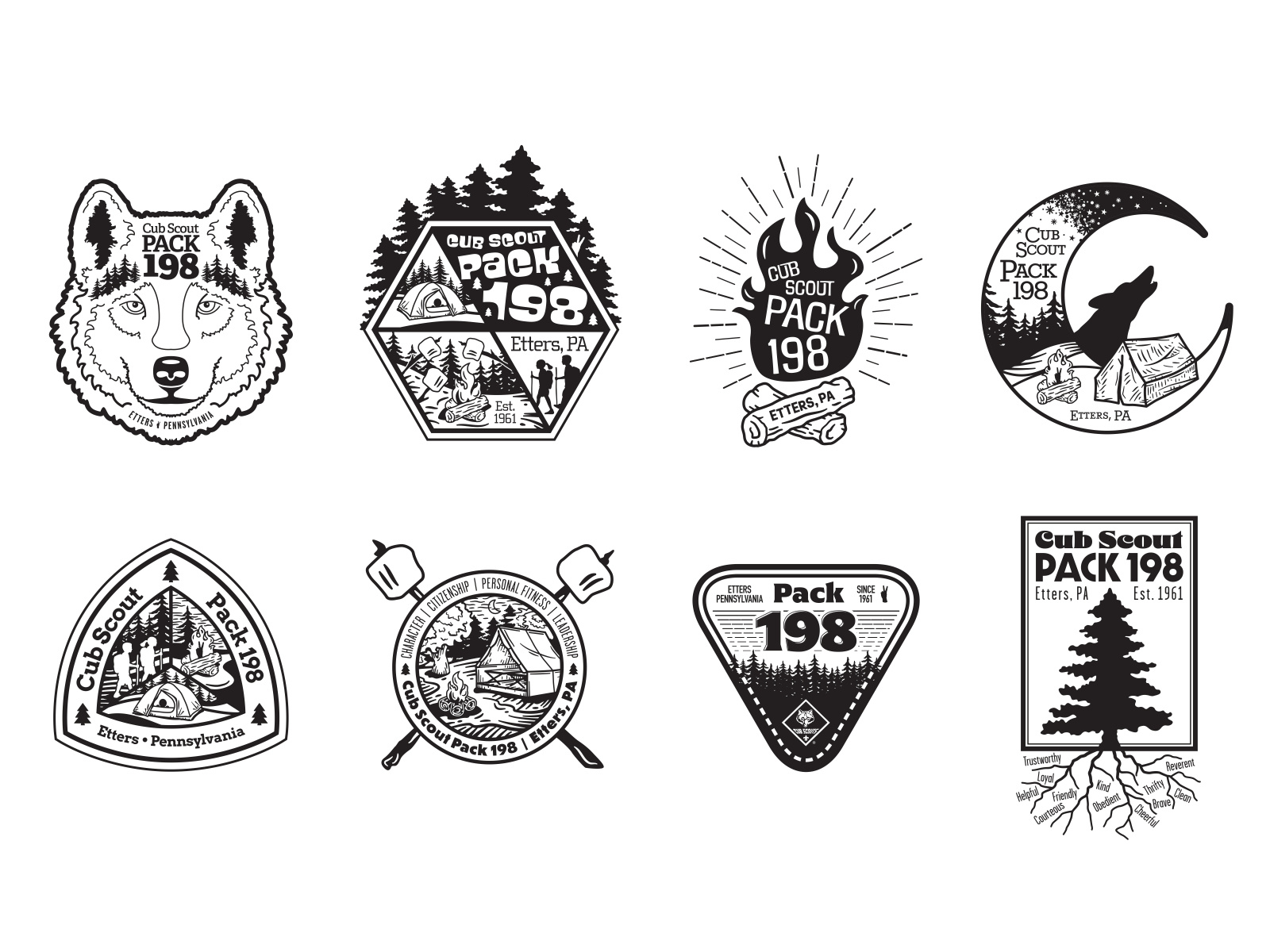 Cub Scout Pack 198 T Shirt Concepts Black And White By Andy York On Dribbble