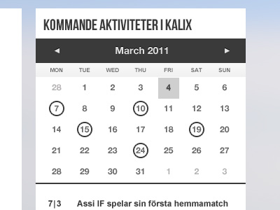 Calendar for events in Kalix by N on Dribbble