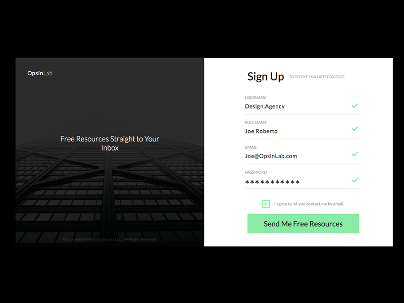 DailyUI #001 - Sign-up Form by Joe Roberto on Dribbble