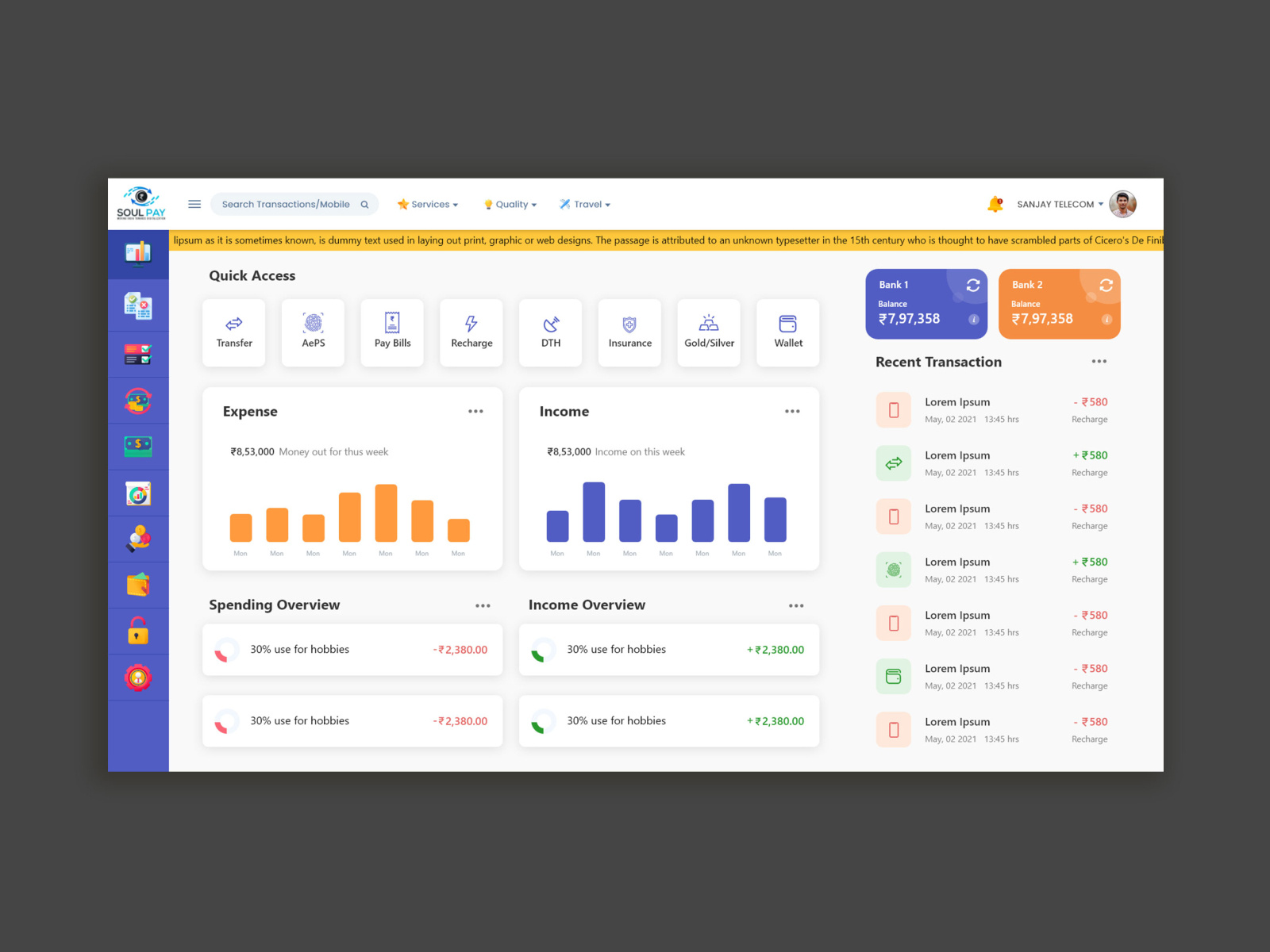 Soul Pay Dashboard - Option by Pawan Kumar on Dribbble