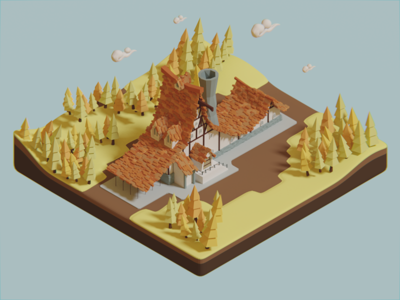 Low poly farm (isometric) by Mohamed Chahin on Dribbble