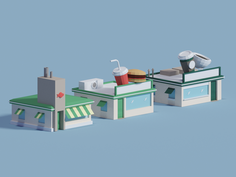 Low poly restaurants by Mohamed Chahin on Dribbble