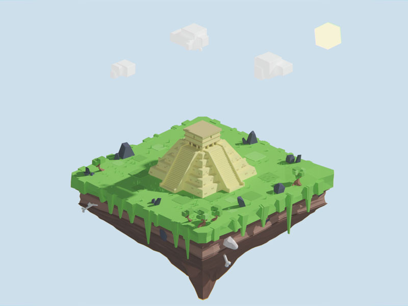 Low poly Aztec/Mesoamerican pyramid by Mohamed Chahin on Dribbble