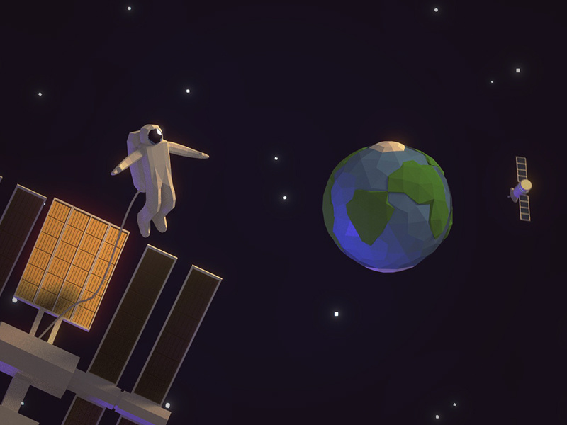 Low poly space scene by Mohamed Chahin on Dribbble