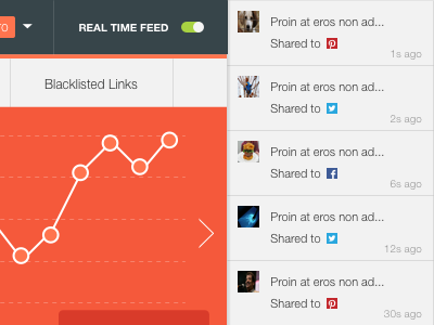 AddThis Analytics Real Time Feed Concept by Jeffrey Wong on Dribbble