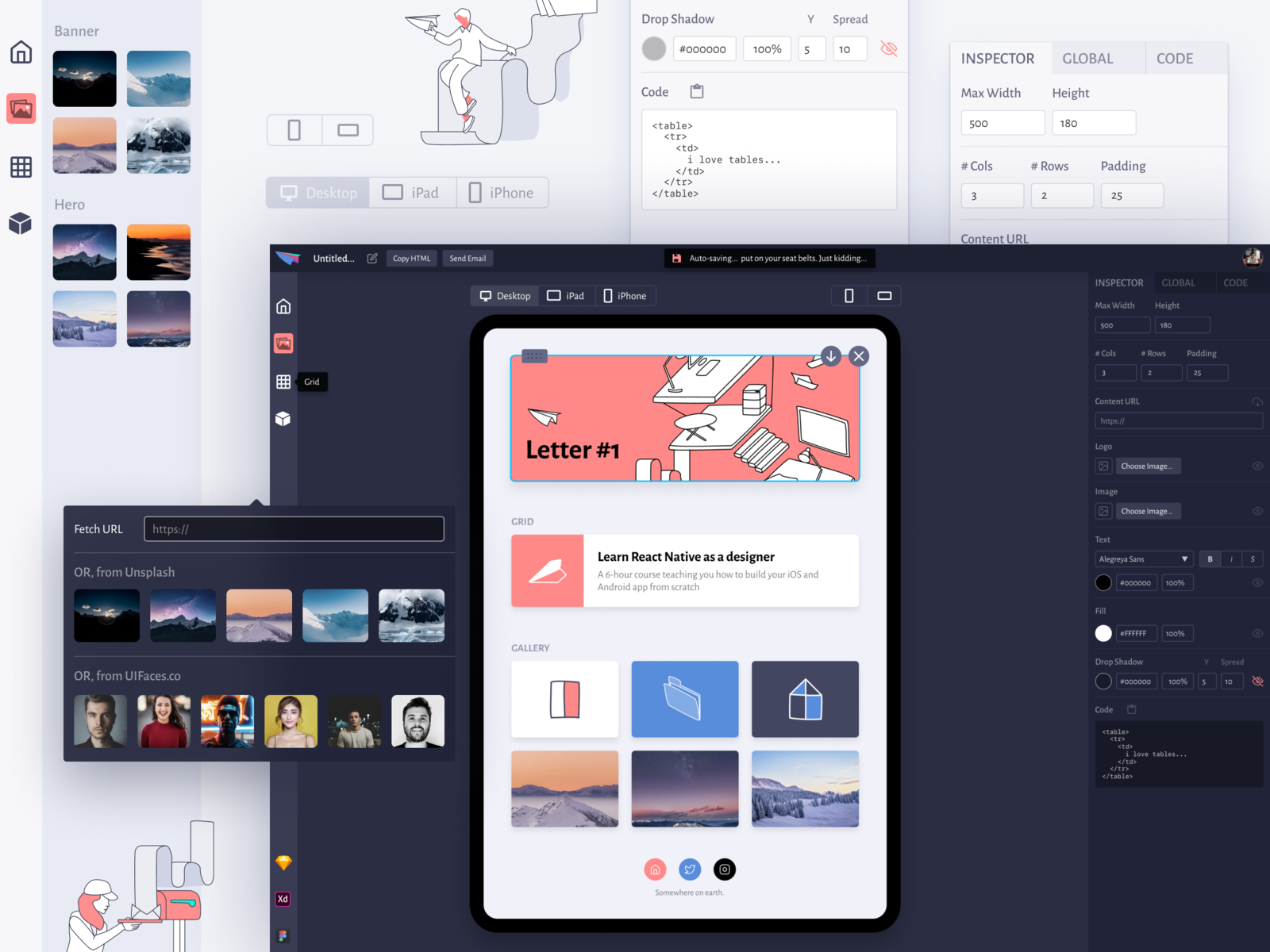 Letter.so Editor by Meng To for Design+Code on Dribbble