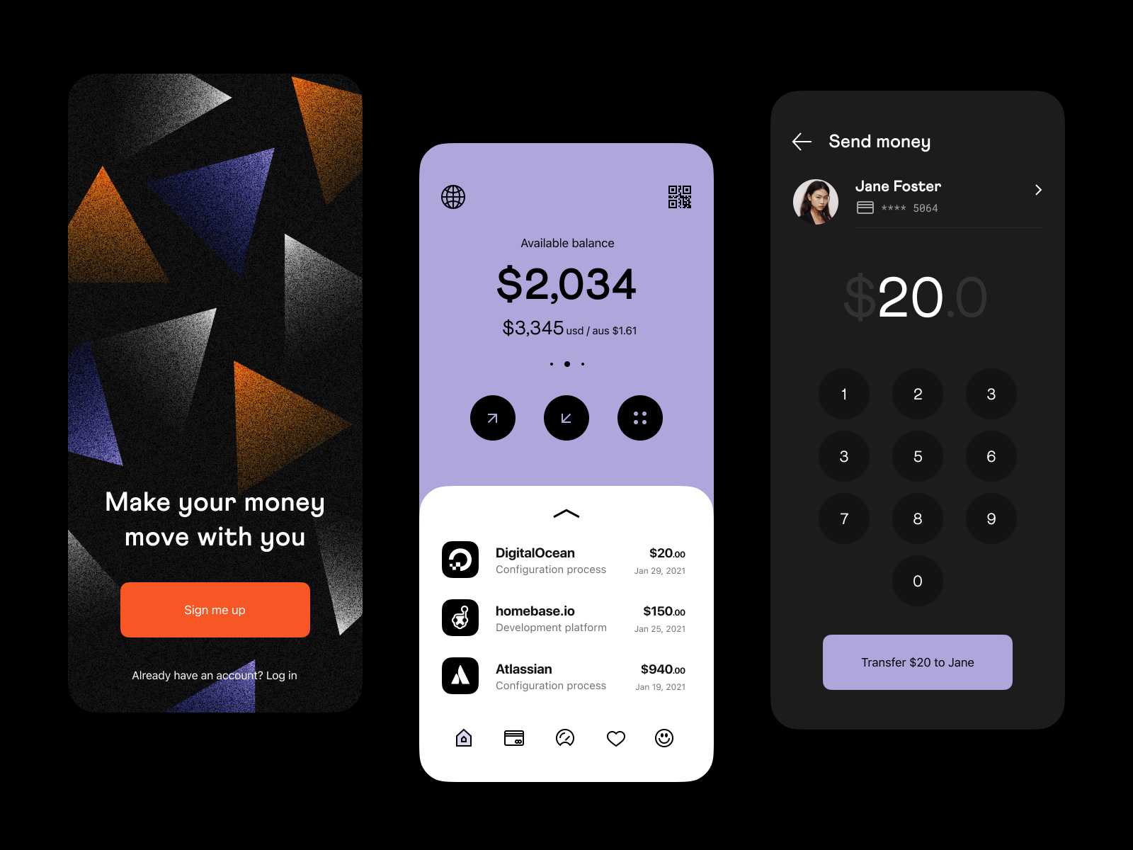 mobile banking: mobile app screens by Vladimir Gruev for OOZE on Dribbble