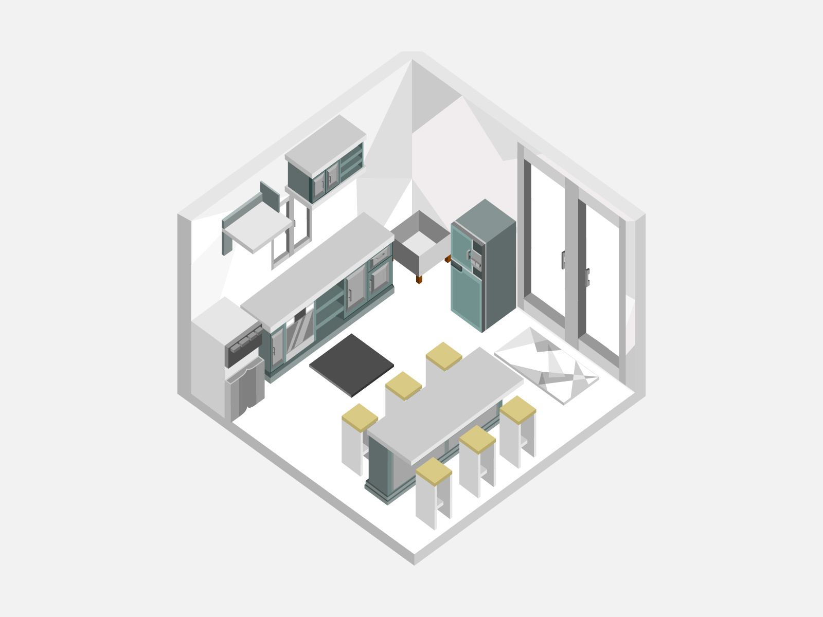 Kitchen Isometric Interior Illustration by Svvell Design on Dribbble