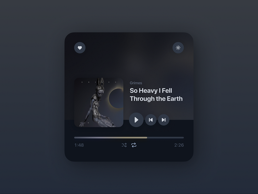 Music Player Widget - Dark Mode by Mads Egmose on Dribbble