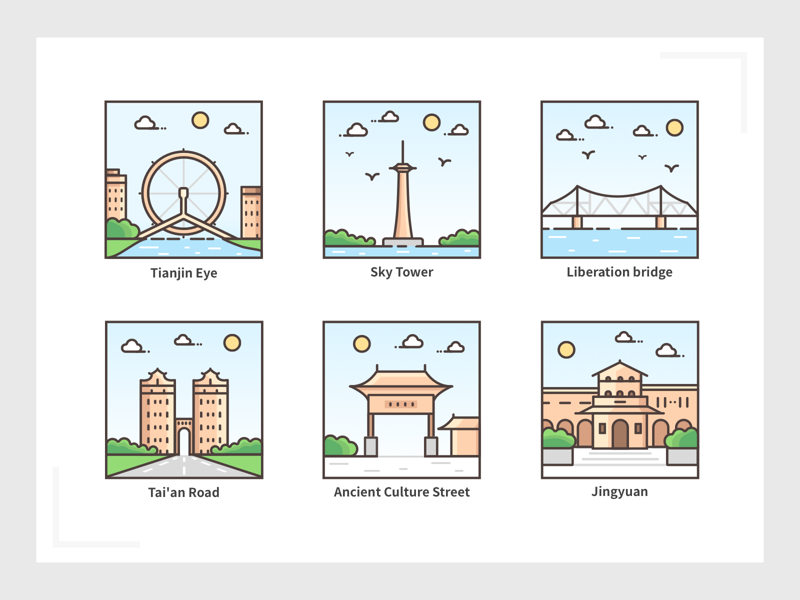 Tianjin building icon 天津建筑图标 by imliaoliao_ on Dribbble